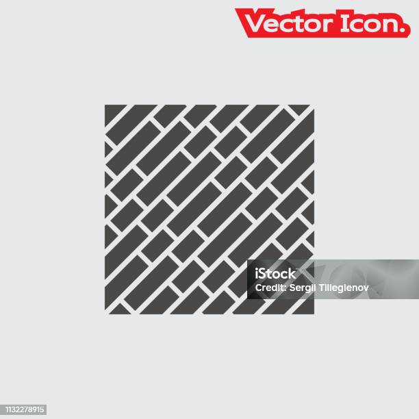 Plancher De Parquet Icône Signe Isolé Symbole Et Style Plat Pour