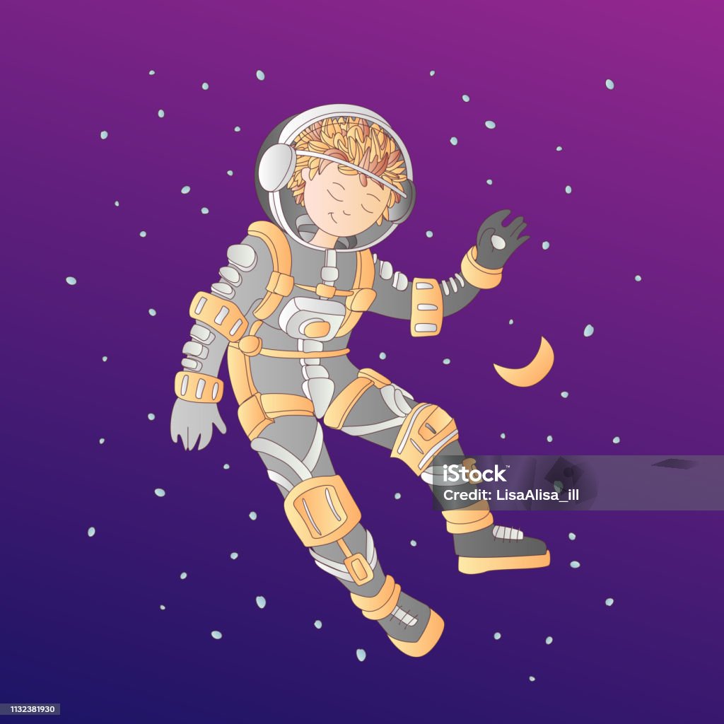 Vetores de Menina Bonito Do Asrtonaut Dos Desenhos Animados Que Flutua ... Vetores de Menina Bonito Do Asrtonaut Dos Desenhos Animados Que Flutua ...