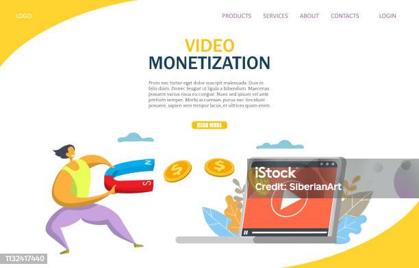 Templat Desain Halaman Arahan Situs Web Venetisasi Video Ilustrasi Stok