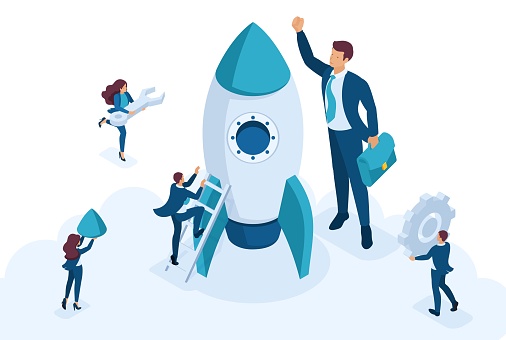 Isometrik Konsep Pengembangan Dan Bisnis Startup Pengusaha Membuat