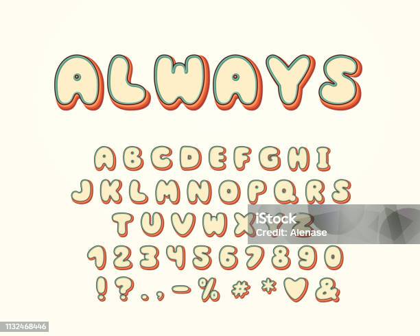 Desain 3d Retro Alphabet Dekoratif Huruf Vektor Angka Dan Tanda Baca