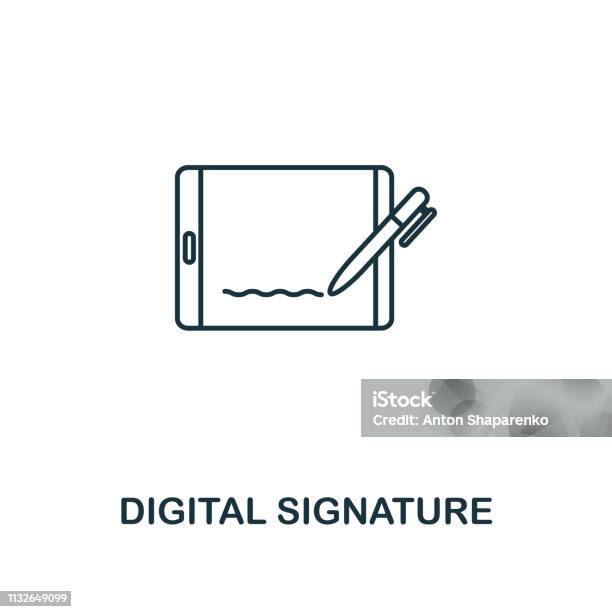 Digital Signature Outline Icon Thin Line Style Design From Blockchain