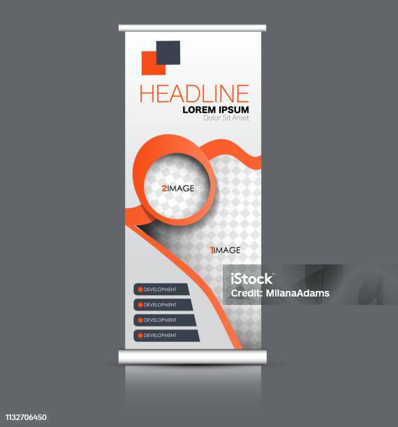 Gulung Spanduk Berdiri Desain Templat Papan Informasi Vertikal