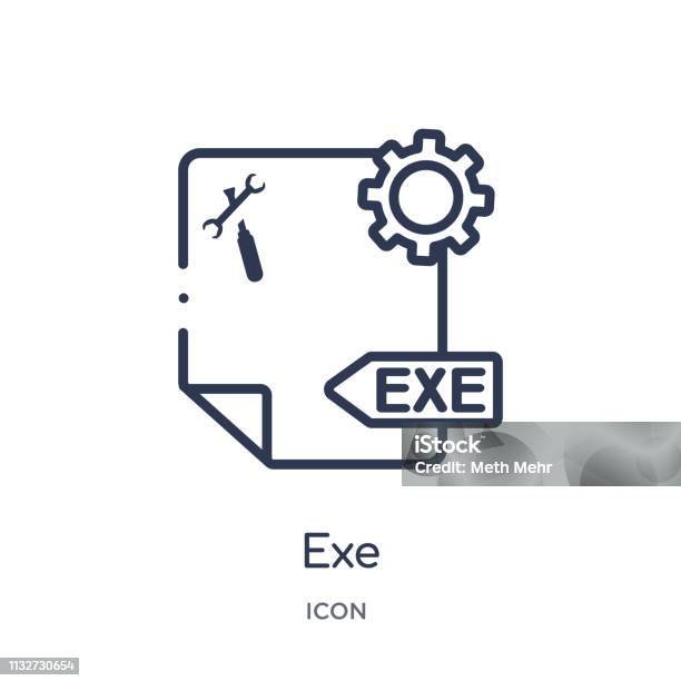 Ikon Exe Linear Dari Koleksi Kerangka Tipe File Vektor Exe Garis Tipis