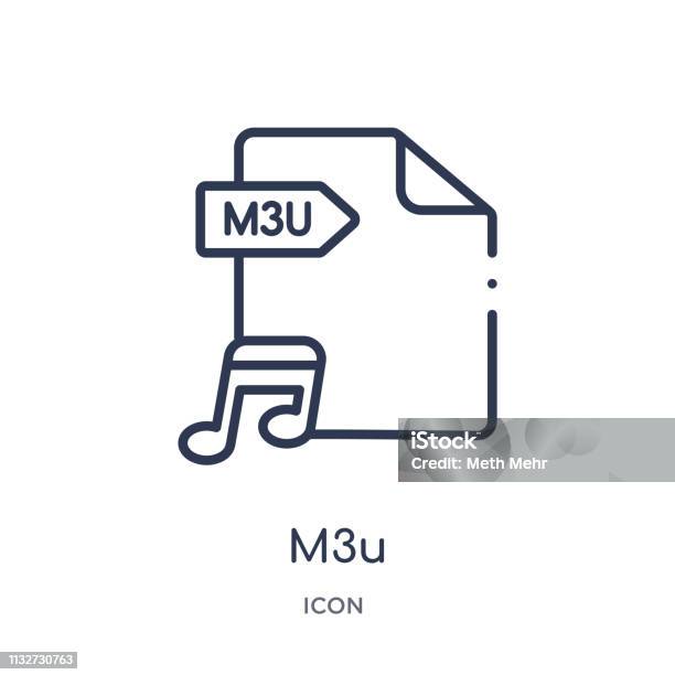 Ikon M3u Linear Dari Koleksi Kerangka Tipe File Vektor M3u Garis Tipis