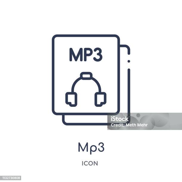 Ikon Mp3 Linear Dari Koleksi Kerangka Tipe File Vektor Mp3 Garis Tipis