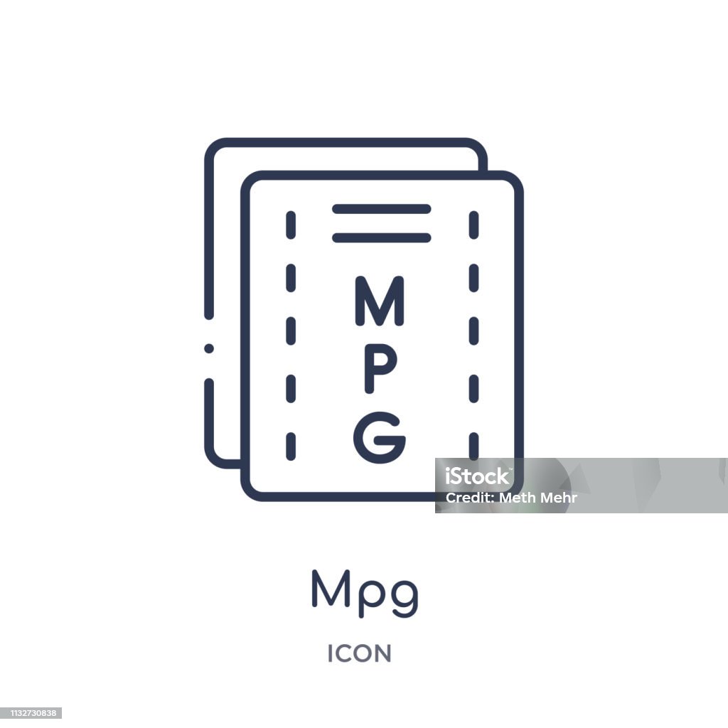 Ikon Mpg Linear Dari Koleksi Kerangka Tipe File Vektor Mpg Garis Tipis
