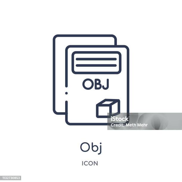 Ikon Obj Linear Dari Koleksi Kerangka Tipe File Garis Tipis Obj Vektor