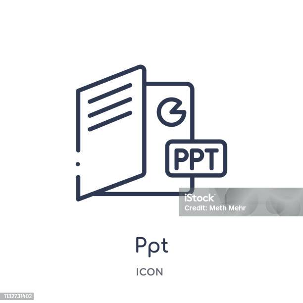 Ikon Ppt Linear Dari Koleksi Kerangka Tipe File Garis Tipis Ppt Vektor