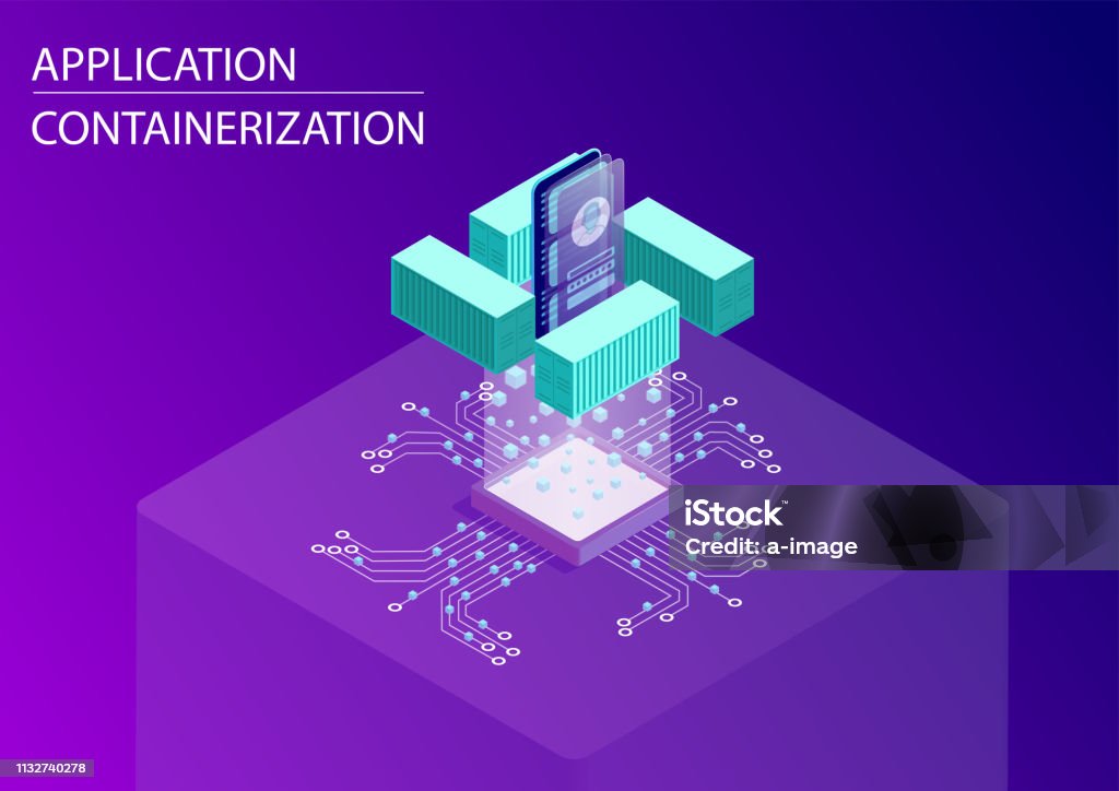 Software And Application Containerization Concept 3d Isometric Vector Illustration With Floating