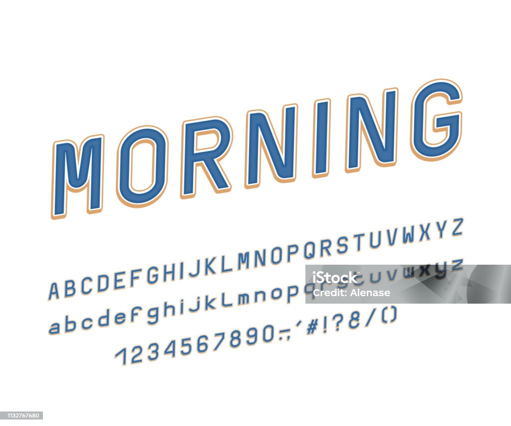 Desain Retro Alfabet Italic Yang Anggun Huruf Dan Angka Vektor