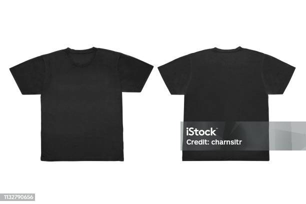 Terisolasi Kosong Biru Depan Dan Belakang Tshirt Template Untuk Mockup