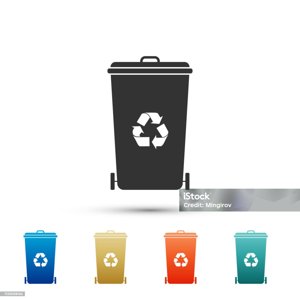 Vetores De Recicl O Escaninho Com Recicl O Ícone Do Símbolo Isolado No