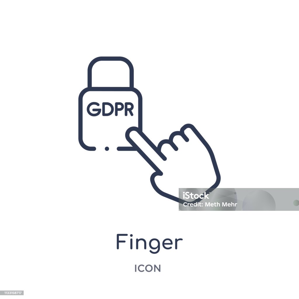 Vetores De Ícone Do Dedo Linear Da Coleção Do Esboço Do Gdpr Linha Fina
