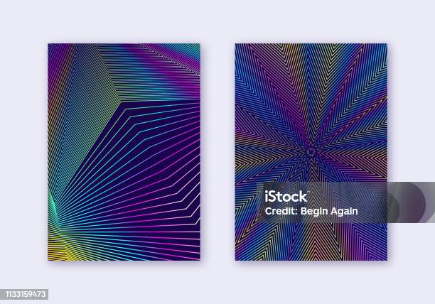 Kumpulan Templat Desain Sampul Garis Abstrak Modern B Ilustrasi Stok