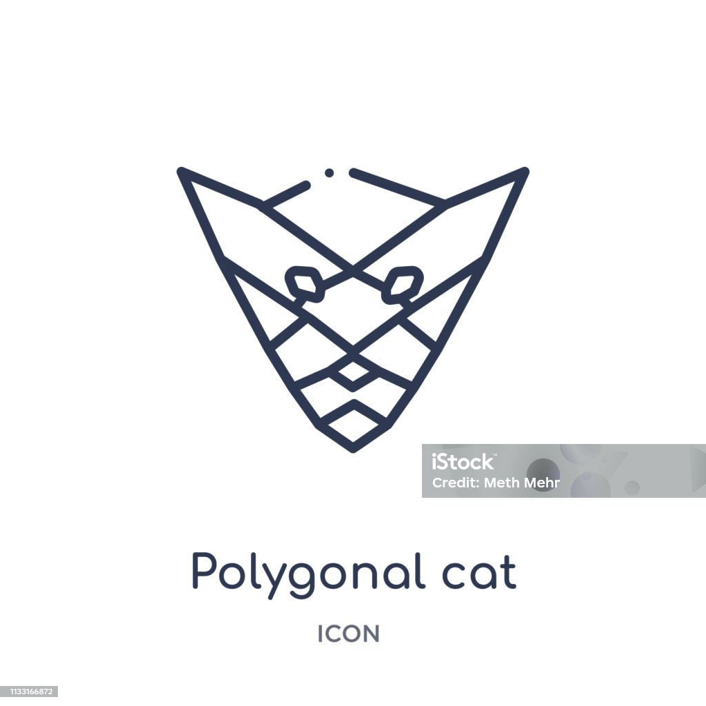 Vetores De Ícone Poligonal Linear Do Gato Da Coleção Do Esboço Da