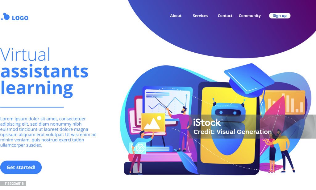 Chatbot Self Learningconcept Landing Page Stock Illustration Download Image Now Artificial
