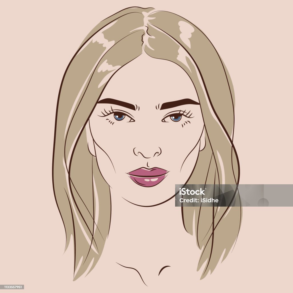 Vector Illustration Beautiful Woman Face Stock Illustration Download Image Now Abstract