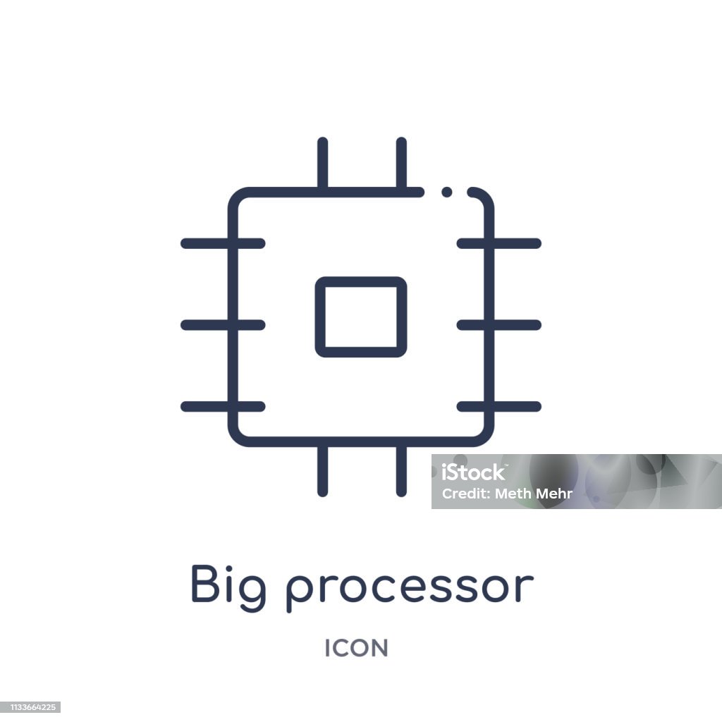 Linear Big Processor Icon From Hardware Outline Collection Thin Line