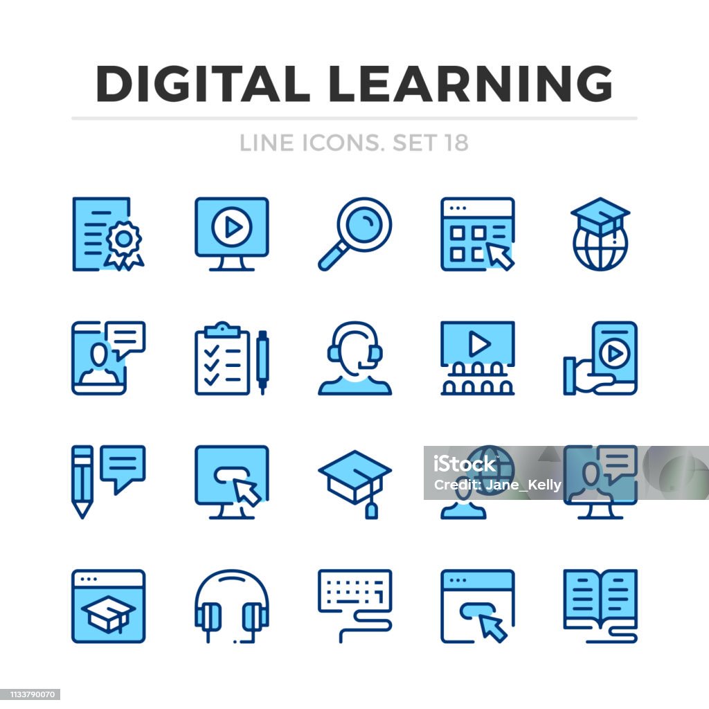 Digital Learning Vector Line Icons Set Thin Line Design Outline Graphic ... Digital Learning Vector Line Icons Set Thin Line Design Outline Graphic ...