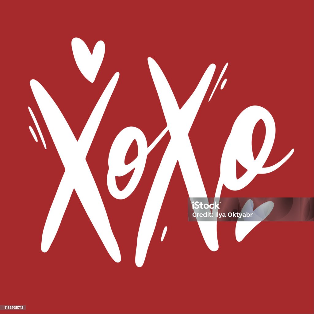 Xoxo Phrase Vector Lettering Modern Brush Calligraphy Romantic