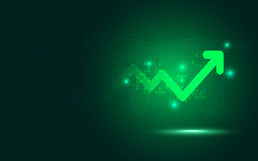 Vert Futuriste Élever Flèche Graphique Transformation Numérique Fond De
