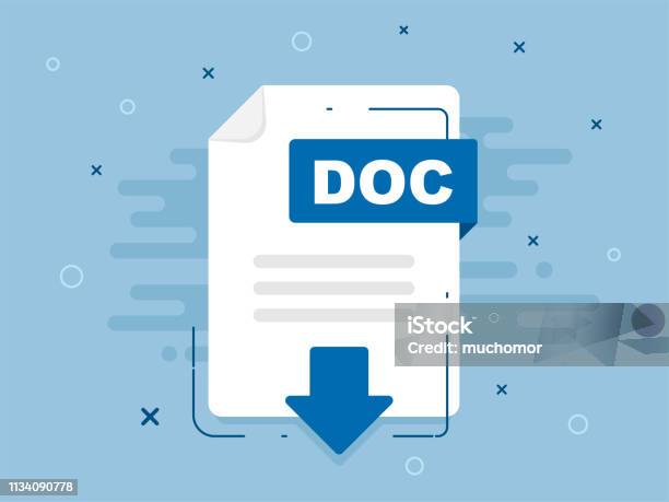 Unduh File Ikon Doc Dengan Label Mengunduh Konsep Dokumen Spanduk Untuk