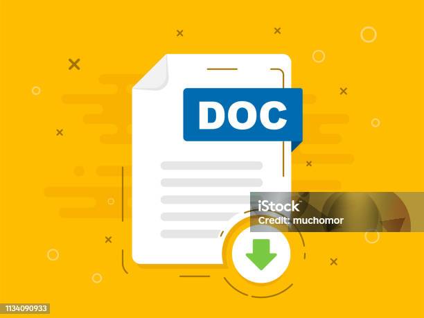 Unduh File Ikon Doc Dengan Label Mengunduh Konsep Dokumen Spanduk Untuk