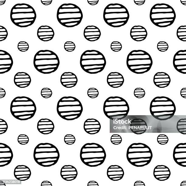 Hand Drawn Polka Dot Vector Seamless Pattern Stock Illustration