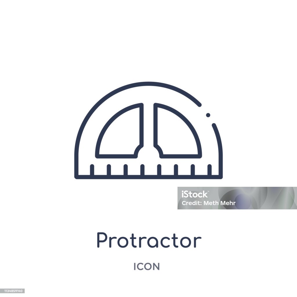 Linear Protractor Icon From Measurement Outline Collection Thin Line Protractor Icon Isolated On