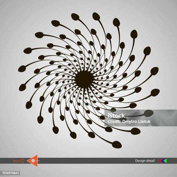 Desain Garis Spiral Latar Belakang Monokrom Abstrak Ilustrasi Vektor