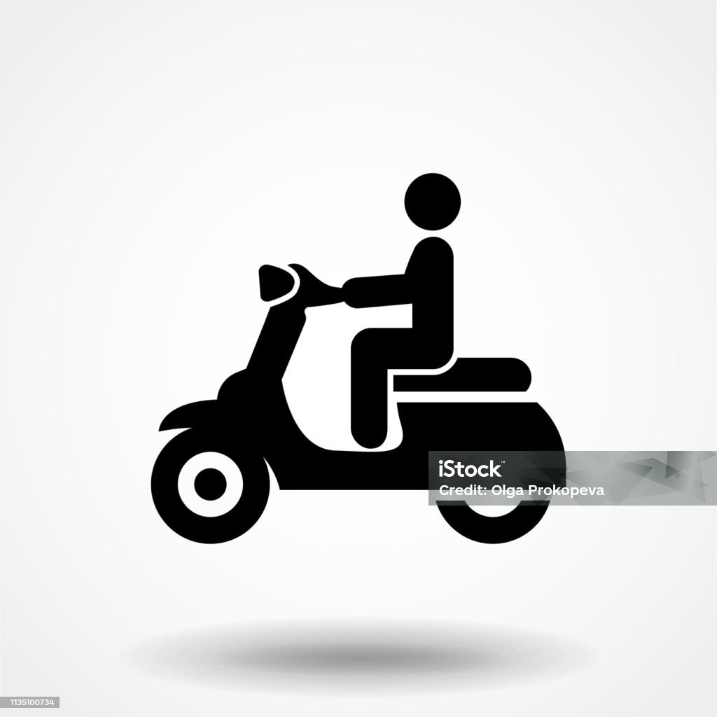 Vetores De Homem Que Monta O Ícone Retro Rápido Do Scooter Isolado No