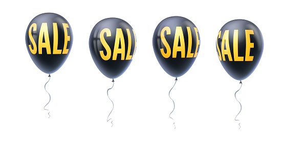 Ensemble De Ballons Colorés Avec Le Mot De Vente Symbole Descompte