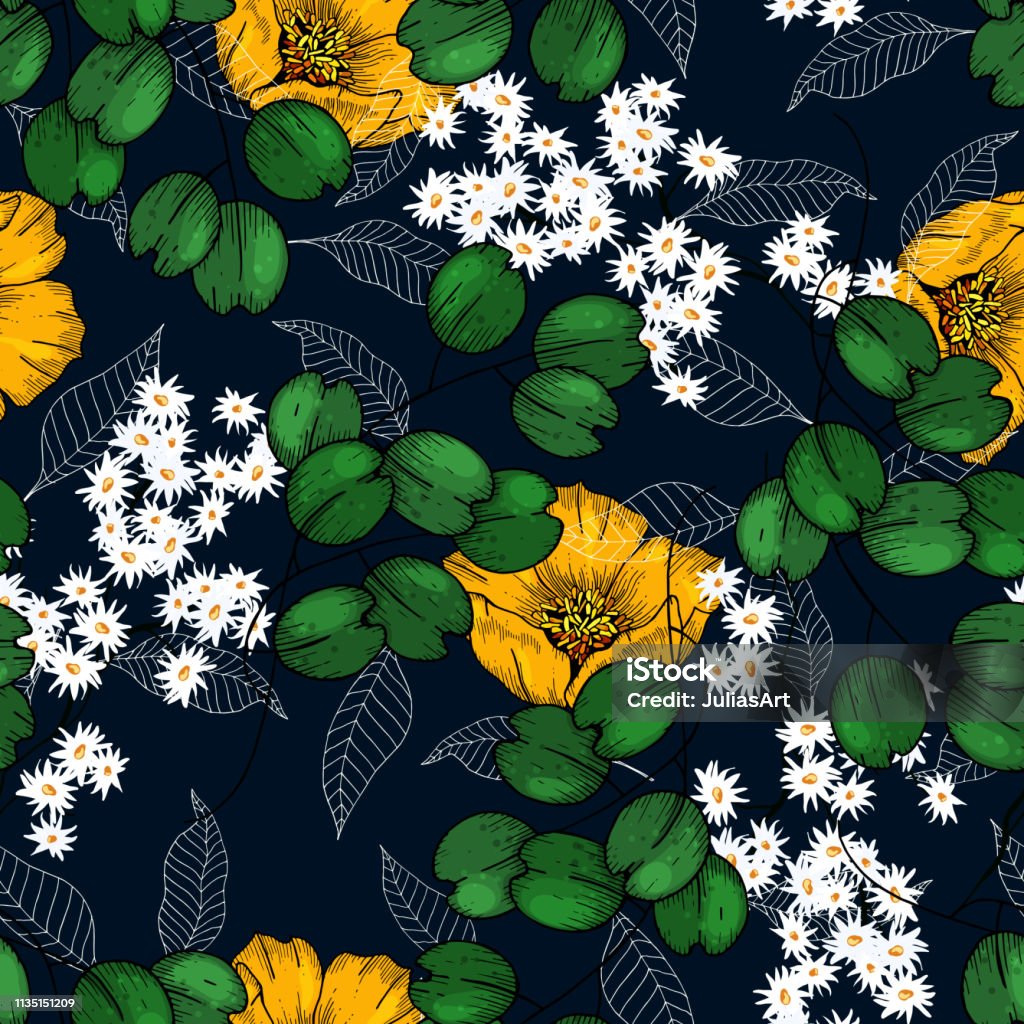 Ilustración De Patrón Floral Sin Costuras Aislado Realista Ilustración