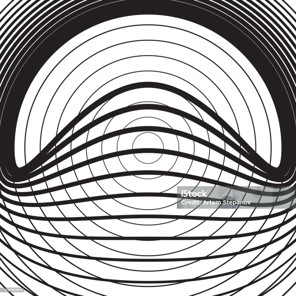 Fond De Cercle De Ligne Concentrique Noir Et Blanc Ou Effet Dondulation