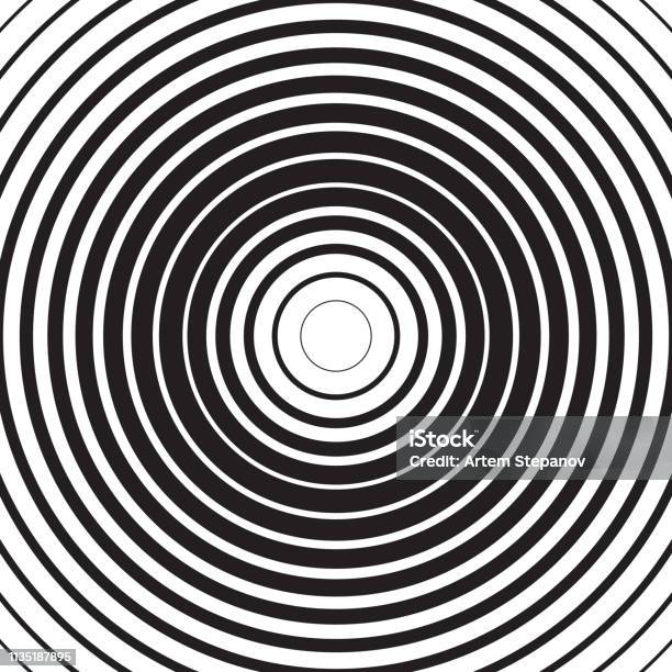 Fond De Cercle De Ligne Concentrique Noir Et Blanc Ou Effet Dondulation