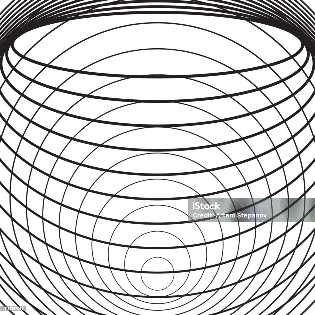 Fond De Cercle De Ligne Concentrique Noir Et Blanc Ou Effet Dondulation