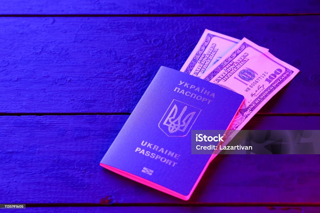 Ukrainian Biometric Passport And Dollars Ukrainian International