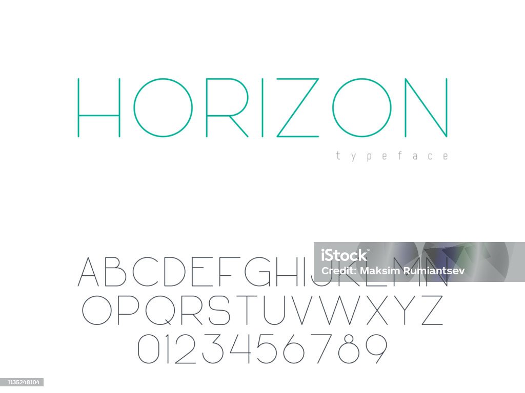 Vector Thin Line Uppercase Font Latin Alphabet Letters And Numbers