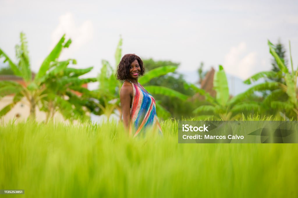Lifestyle Portrait Of Young Attractive And Happy Black Afro American