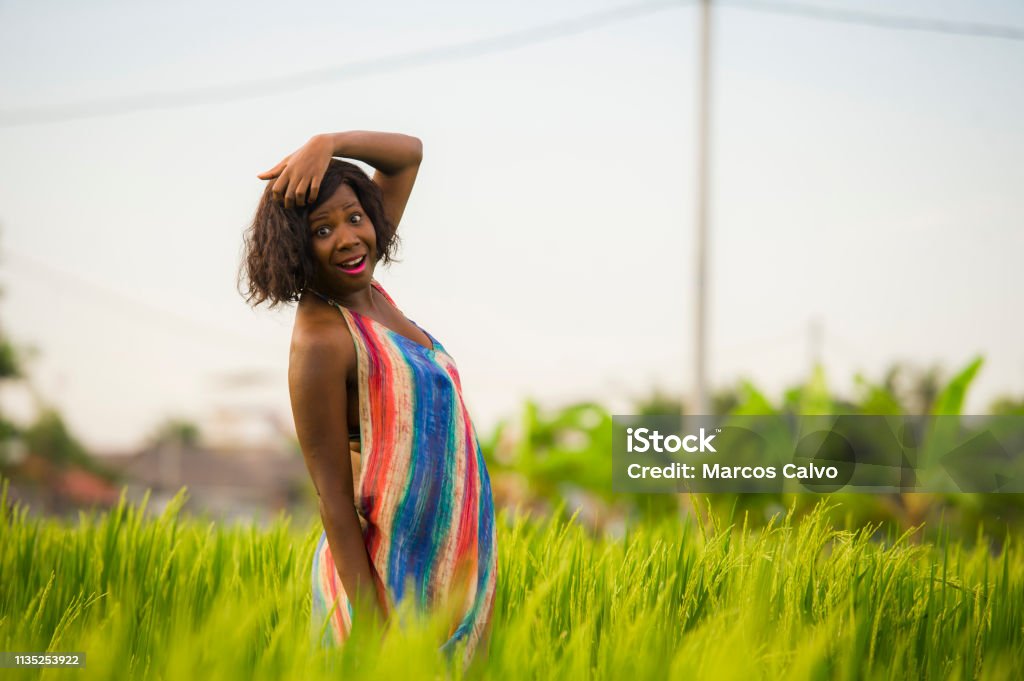 Lifestyle Portrait Of Young Attractive And Happy Black Afro American