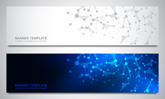 Spanduk Desain Template Dengan Struktur Molekul Dan Jaringan Saraf