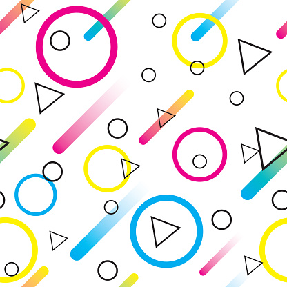Geometric Vector Seamless Pattern In Abstract Style Circle Triangle