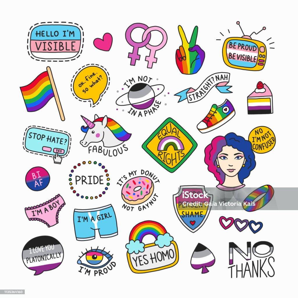 Kumpulan Simbol Lgbt Dalam Gaya Kartun Ilustrasi Stok Unduh Gambar