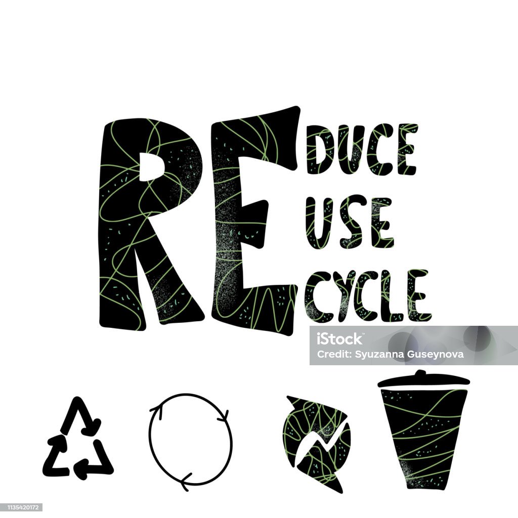 Vetores De Reduza O Conceito De Reutilização Reciclar Projeto Do Vetor