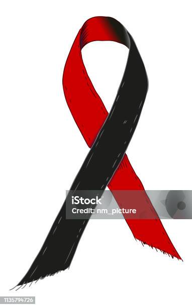 Ruban Noir Et Rouge Icône De Style Desquisse Symbole Signe Illustration