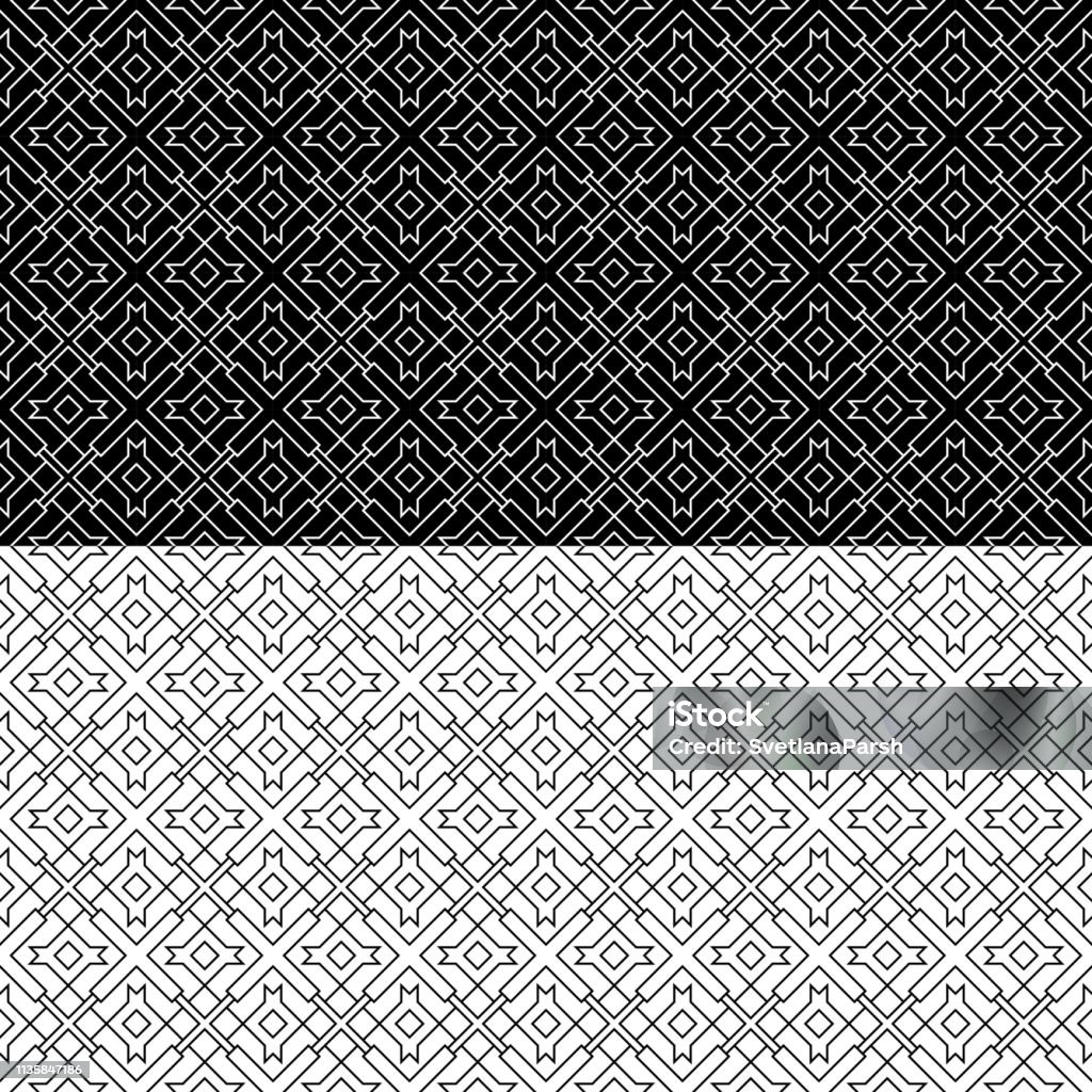 Seamless Black And White Abstract Geometric Patterns Swatches Included