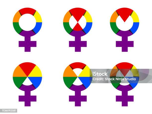 Gökkuşağı Renk Illustration Kadın Sembolü Koleksiyonu Vector Set Kadın