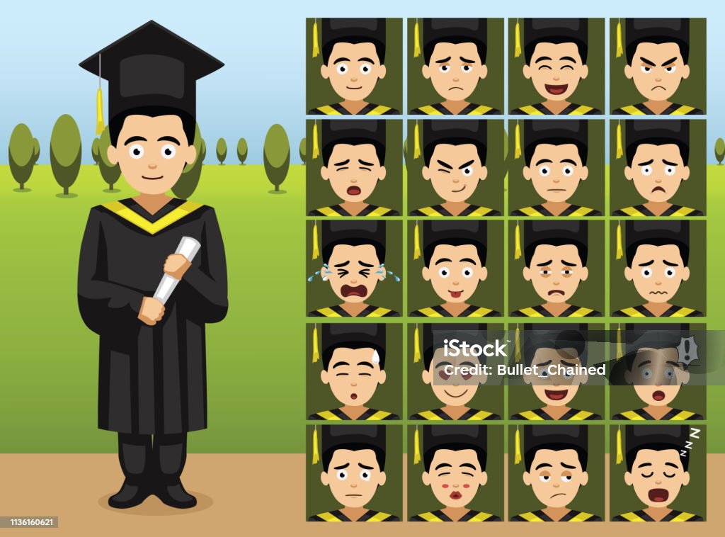 Graduation Clothes Boy Cartoon Emotion Faces Vector Illustration01 ... Graduation Clothes Boy Cartoon Emotion Faces Vector Illustration01 ...
