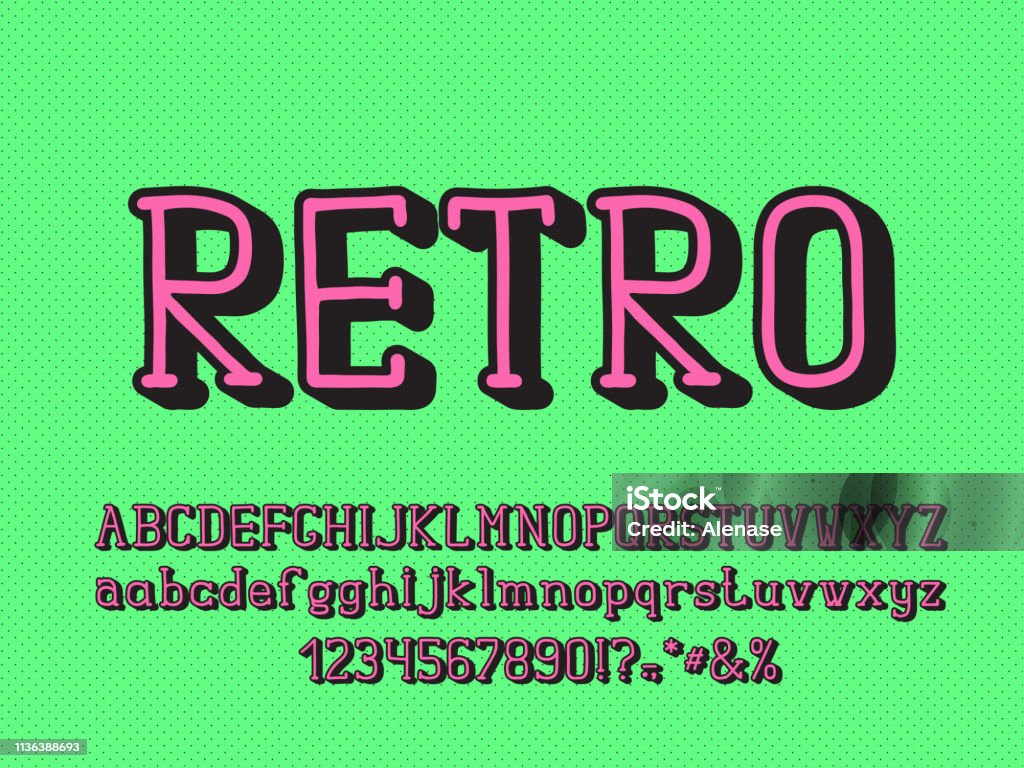 Desain 3d Alfabet Retro Huruf Dan Angka Vektor Ilustrasi Stok Unduh